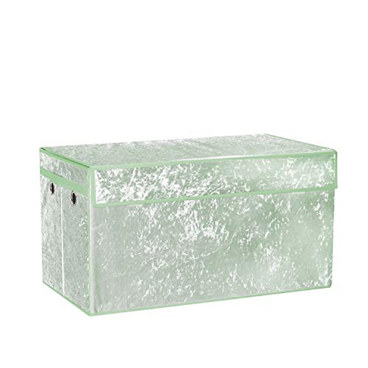 Urban Shop Collapsible Crushed Velvet Storage Trunk with Lid in Mint, 30" W x 16" D x 14.5" H