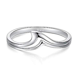 BORUO 925 Sterling Silver Ring Chevron Thumb Stackable High Polish Comfort Fit Band Ring Size 8