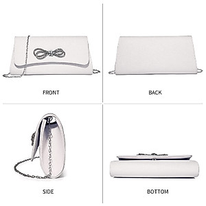 Labair Womens Evening Bag Sparkly Bow Clutch Purse Wedding Prom Formal Purse Party Cocktail Handbag.(white)