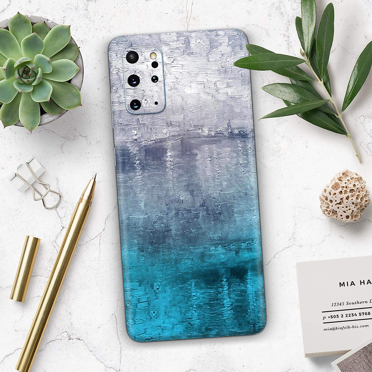 DesignSkinz Abstract Oil Painting Protective Vinyl Decal Wrap Skin Cover Compatible with The Samsung Galaxy S20 (Screen Trim & Back Glass Skin)