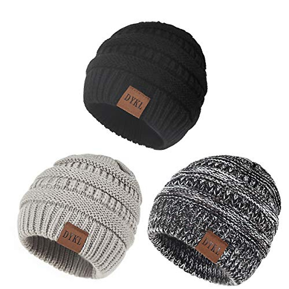 DYKL Packs Kids Baby Winter Warm Knit Hats for Boys Girls Soft Infant Baby Toddler Beanies for Boys Girls