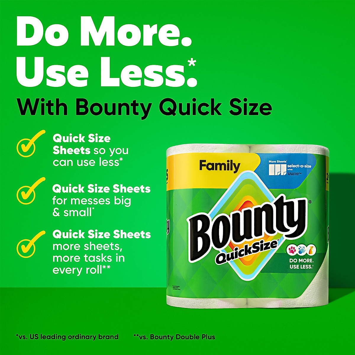 Bounty Quick-Size Paper Towels, White, 16 Family Rolls = 40 Regular Rolls (Packaging May Vary)