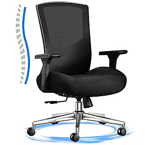 Blue Whale Big and Tall Office Chair 500lbs 3D Cushion Ergonomic Office Chair with 4D Armrests and Adjustable Lumbar Support Office Desk Chair for Adult Heavy Duty Mesh Computer Chair