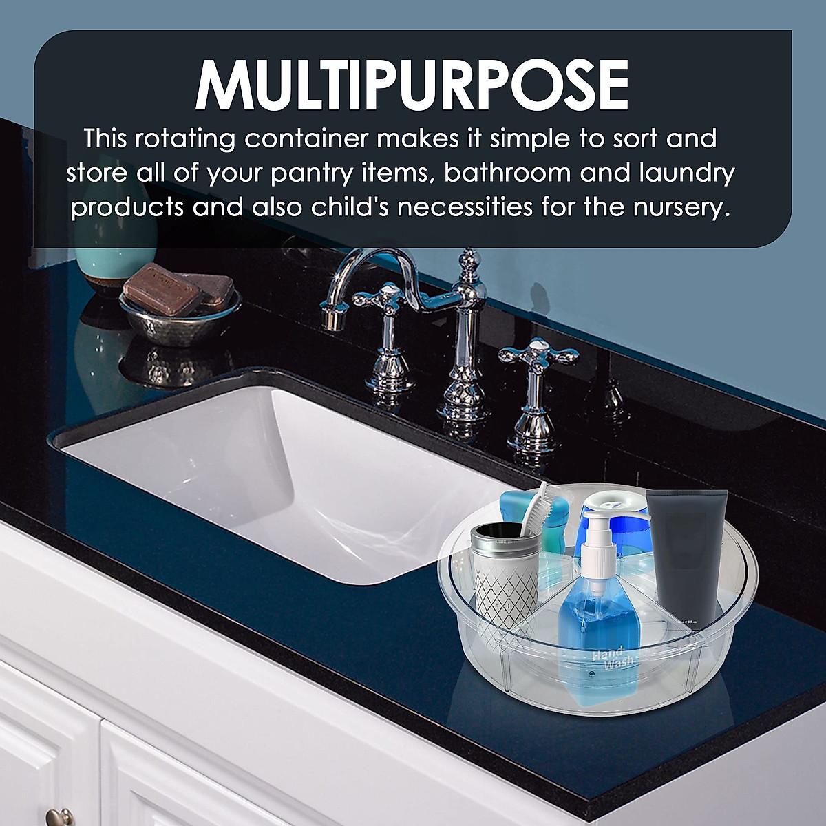 Lazy Susan, Cabinet Organizer, Divided Spinning Storage Container Kitchen Organizer for Cabinets, Pantry, Countertops, Fridge, Bathroom, Turntable Spice Rack for The Kitchen Cupboard