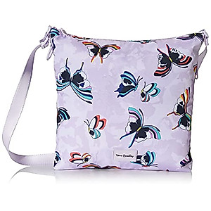 Vera Bradley Women's Recycled Lighten Up Reactive Hipster Crossbody Purse, Lavender Butterflies, One Size