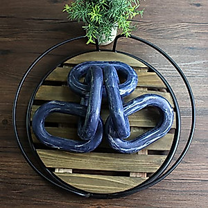 CVHOMEDECO. Rustic Wood Chain Link Decor Farmhouse Hand Carved Wood Link for Home, Wall, Table or Shelf décor Accents (Distressed Blue)