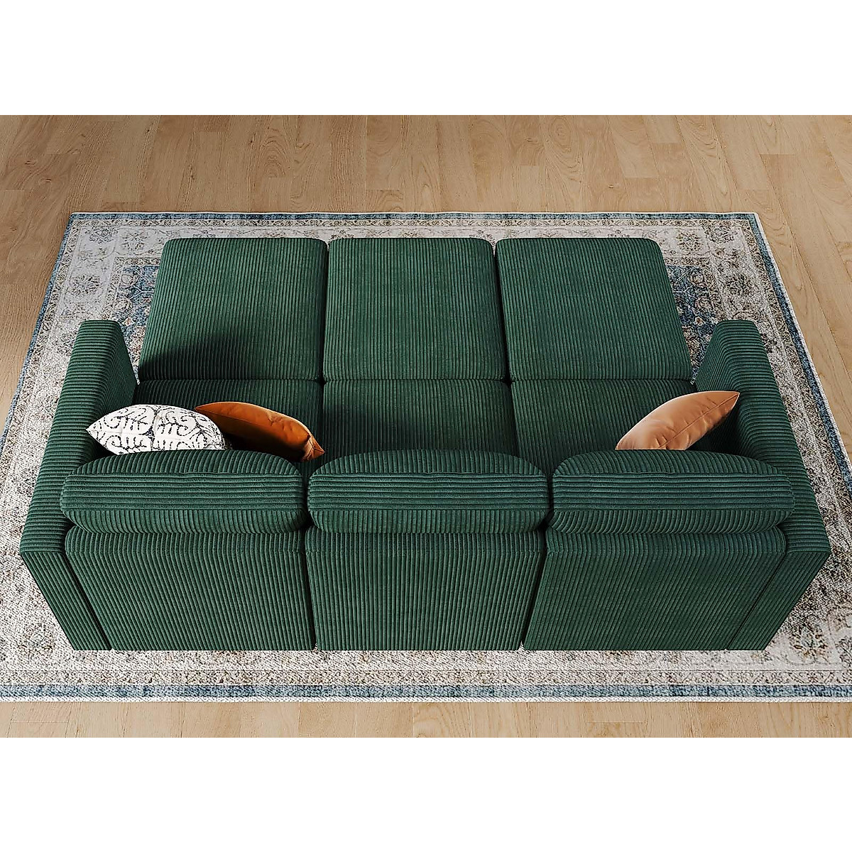 Belffin Corduroy Sectional Sleeper Sofa with Storage Ottoman, Modular Luxury Sectional Sofa with Chaise, Convertible Modern Sectional for Living Room, Green