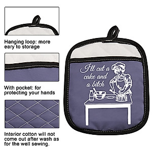 Novelty Baking Gift Heat Resistant Potholder Oven Pads with Pocket I’ll Cut A Cake and A Bitch Funny Baker Gift (I'll Cut a Cake and a Bitch)