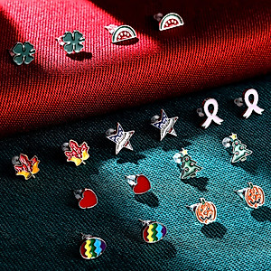 Bonuci 9 Pairs Holiday Earrings for Women Christmas Earrings Jewelry Gift Christmas Tree Clover Red Heart Earrings(Elegant Style)