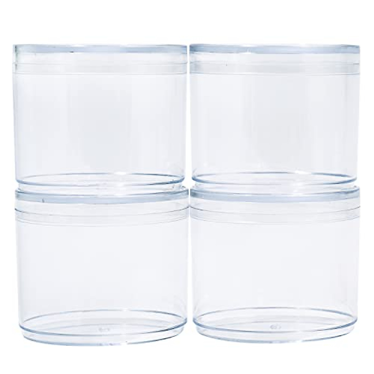 novelinks 40 Pack 8 Ounce Clear Plastic Pot Jars with Lids - Refillable Leak Proof Plastic Container Jars for Travel Storage & Household Storage (Circular)