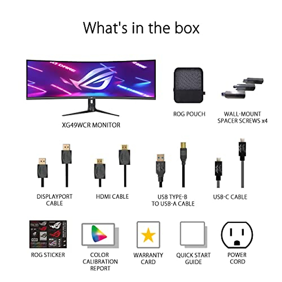 ASUS ROG Strix 49” Ultra-wide Curved HDR Gaming Monitor (XG49WCR) - Dual QHD 32:9 (5120 x 1440), 165Hz, Extreme Low Motion Blur Sync, USB-C, RJ45, DisplayHDR400, 90% DCI-P3, Dual Input-KVM Switch