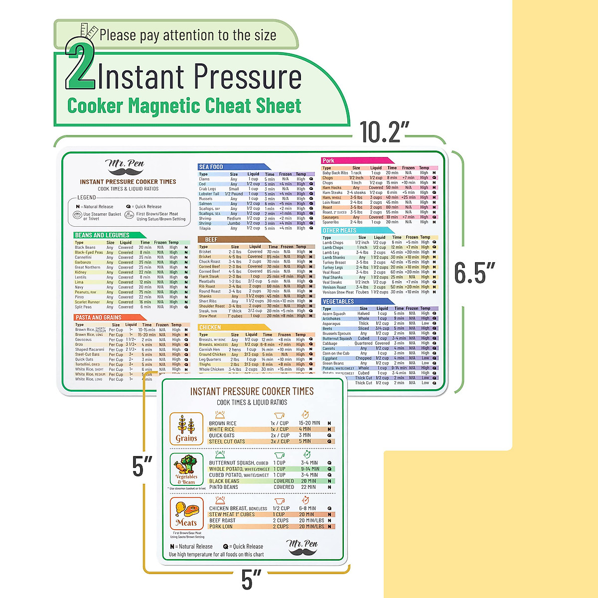 Mr. Pen- Pressure Cooker Cheat Sheet Magnet Set, Instant Pressure Cooker Times, Magnetic Pressure Cooker Cheat Sheet, Instant Cheat Sheet, Cheat Sheet Magnets, Magnet Cheat Sheet