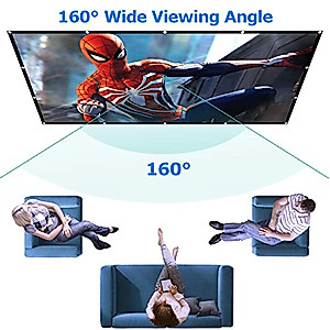 YOWHICK Projection Screen 120 inch, 16:9 Foldable Anti-Crease Portable Projector Movies Screens for Home Theater Outdoor Indoor Support Double Sided Projection, Washable