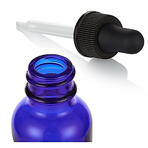 Juvale 12 Pack Dropper Bottles, 1oz Glass Bottles with Glass Eye Droppers, 94 Labels, Empty Tincture Bottles for Essential Oils & More Liquids, Cobalt Blue