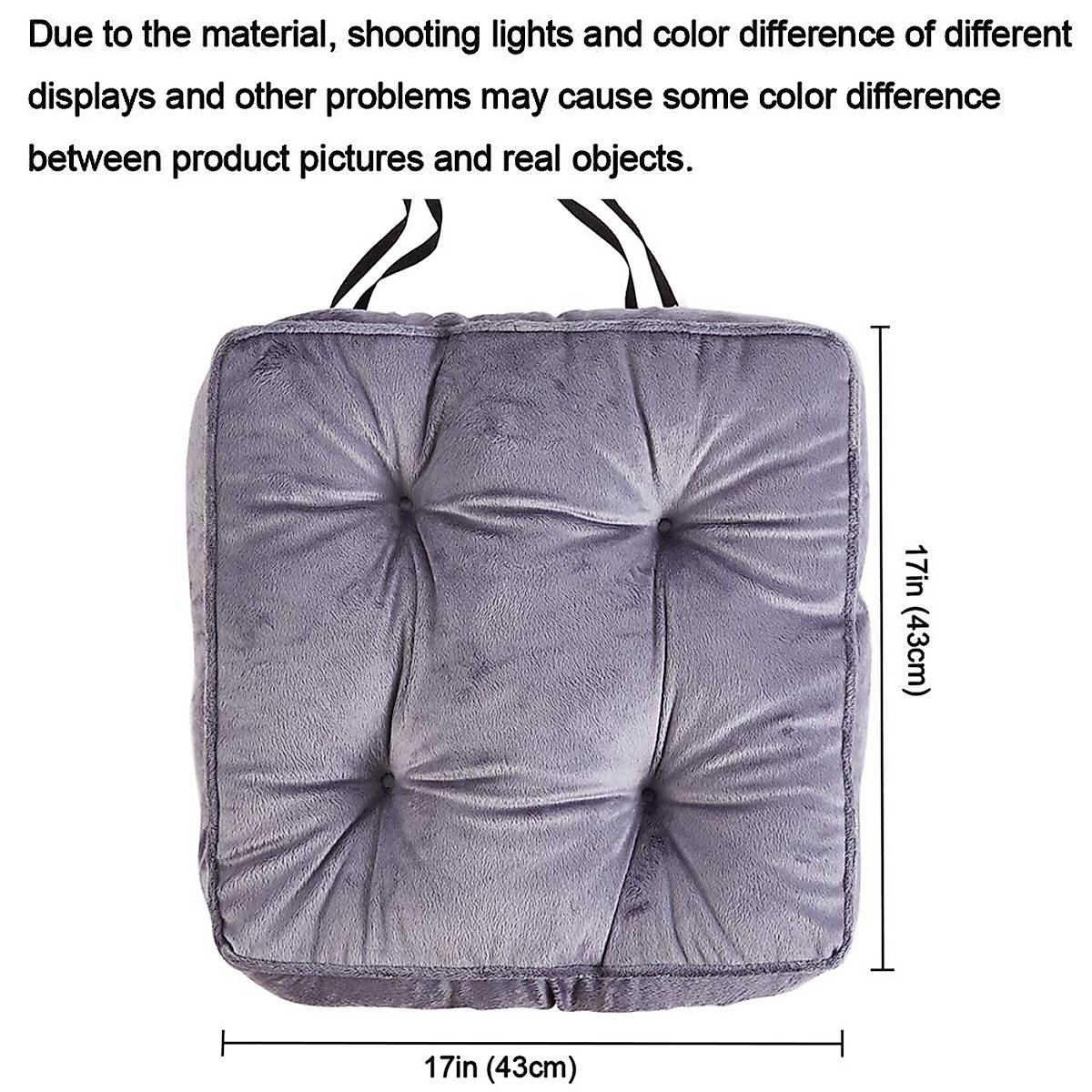 Big Hippo Chair Pads Square Chair Cushion with Ties Soft Thicken Seat Pads Cushion Pillow for Office,Home or Car Sitting 17" x 17"(Grey)