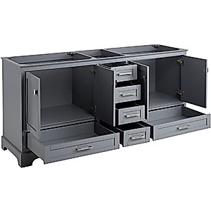 Signature Hardware 953527-72-UM-0 Quen 72" Free Standing Double Vanity Set with Wood Cabinet, Vanity Top and Oval Undermount Vitreous China Sink