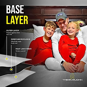 Thermajohn Thermal Underwear for Kids, Boys Thermal Underwear Set | Kids Base Layers for Skiing | Long Johns for Boys Kids, Black, (M)