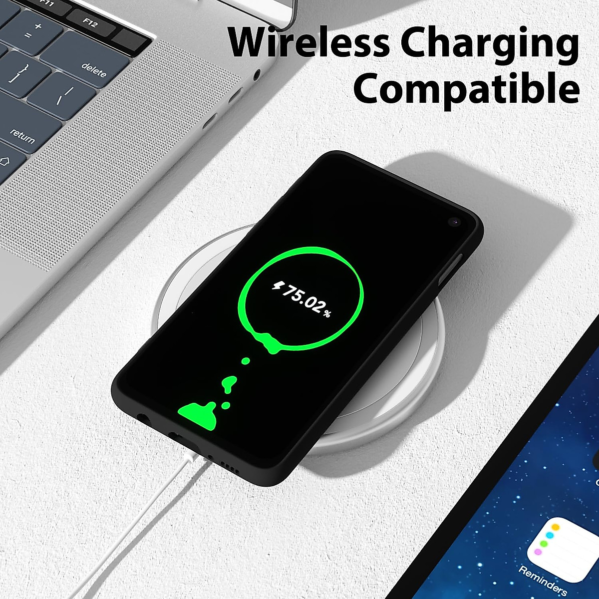 oakxco Designed for Samsung Galaxy S10e Phone Case Liquid Silicone Grip, Cute Thin Slim Soft Rubber TPU Plain Smooth Gel Cover for Women Girl Aesthetic, Matte Solid Protective & Shockproof, Black