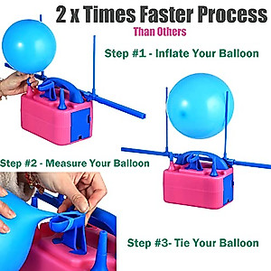 Party Zealot Electric Balloon Inflator Dual Nozzles with Balloon Sizer Air Pump US Standard Plug for Balloon Arch, Balloon Column Stand, and Balloon Decoration