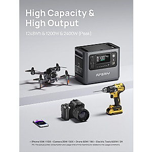 AFERIY Portable Power Station 2000W (4000Wmax) 1997Wh/624000mAh LiFePO4 UPS Pure Sine Wave, Fully Charged in 1.8 Hours, 3500 Cycles + 16 Output ports Solar Generator for Camping, RV, Home, Emergency