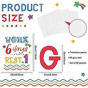 20 Pieces Ten Commandments Poster for Kids Christian Bible Verse Poster Inspirational Religious Scripture Wall Poster for Classroom Church Sunday School Christian Scripture Home Decor (White Base)