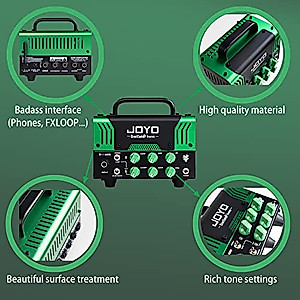 JOYO Badass Bass Mini Amp Head 50 Watt Preamp Hybrid Tube Power Amplifier (No Sound, Requires Extra Speaker & Headphone)
