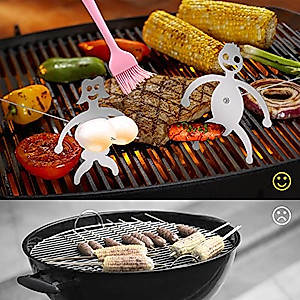 KOWSi® New Upgrade Boy and Girl 2PCS Barbecue Forks | Novelty Funny Bonfire Grill Stick | Stainless Steel Long Camping Skewers | Campfire BBQ Cookware Accessories with Basting Brushes (Boy & Girl)