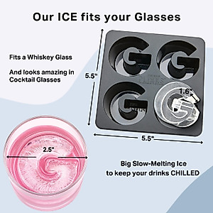 DRINKSPLINKS Silicone Ice Cube Mold Tray - Custom Letter G. Personalized Monogram Big Ice Cube Molds for Gin, Whiskey, Bourbon, Cocktails, Customized Gifts with Initials. Alphabet Mold for Every Name.