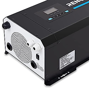 Renogy 3000w Pure Sine Wave Inverter Charger 12V DC to 120V AC Surge 9000w for Off-Grid Solar RV Boat Home w/LCD Display, Auto Transfer Switch, Compatible with Lithium Battery