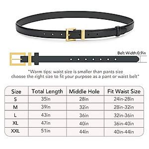 LUCHENGYI 2 Pack Women's Leather Belt for Jeans Pants Dresses Fashion Ladies Wasit Belt with Square Gold Buckle