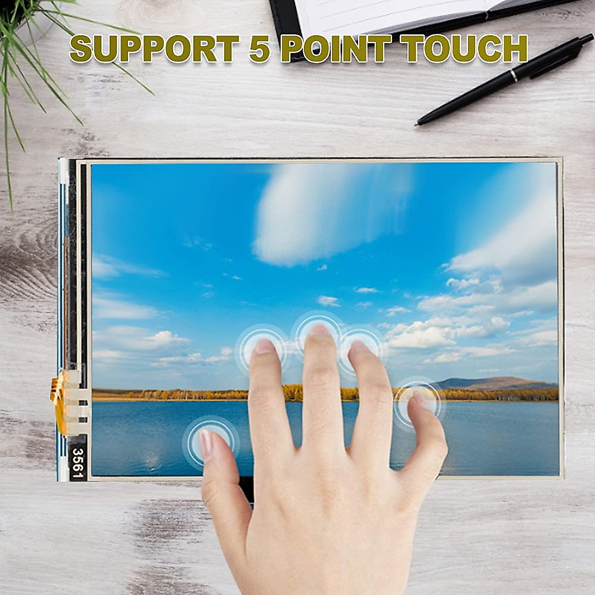 fo sa Monitor Display Raspberry Pi 3.5 Inch 480x320 TFT LCD Touch Screen Display Resistor for Raspberry Pi with Stylus Pen, Size 85.42 x 55.60 mm