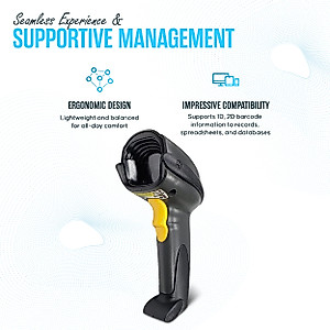 DS6707 Zebra Symbol Barcode Scanner Bundle - Omnidirectional, 1D/2D, Corded, Handheld, Standard Range - 1 Year Warranty - with New USB Cable & Microfiber Cleaning Cloth (Renewed)