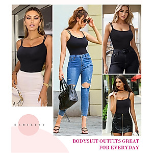 Nebility Seamless Shapewear for Women Tummy Control Bodysuit Shirts Full Body Shaper Tank Top Body Suit Corset Waist Trainer (Black, Medium)