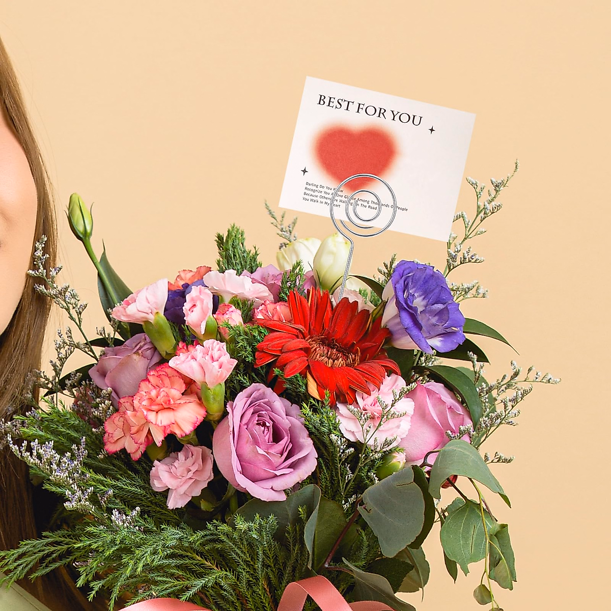 AHQiZFX 50PCS Silver Floral Card Holders - 12cm/4.7inch Stand for Photos, Gift Cards, Place Cards, Table Numbers, and Names - Perfect for Weddings, Parties, and Birthdays