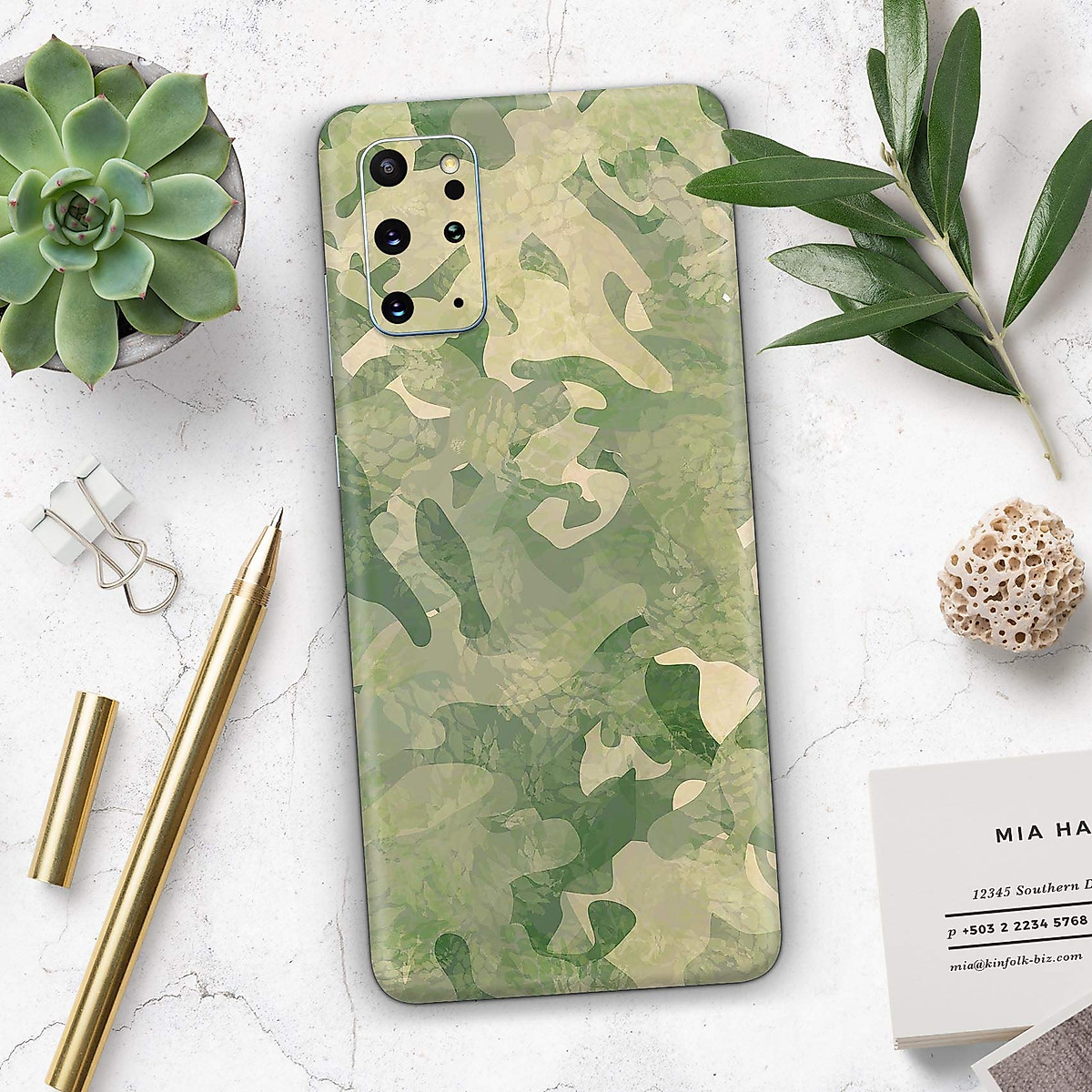 DesignSkinz Military Jungle Camouflage V3 Protective Vinyl Decal Wrap Skin Cover Compatible with The Samsung Galaxy S20 (Screen Trim & Back Glass Skin)