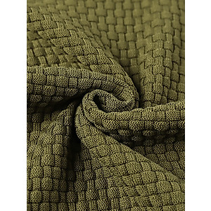 Zaitun Mens Hooded Sweatshirt Long Sleeve Solid Knitted Hoodie Pullover Sweater Army Green