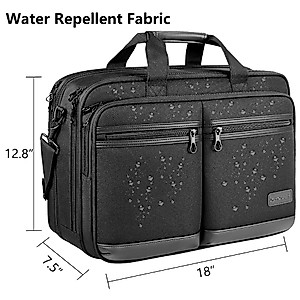 KROSER Laptop Bag Stylish Laptop Briefcase Fits Up to 17.3 Inch Expandable Water-Repellent Shoulder Messenger Bag Computer Bag with RFID Pockets for Business/Travel/School/College/Men/Women-Black