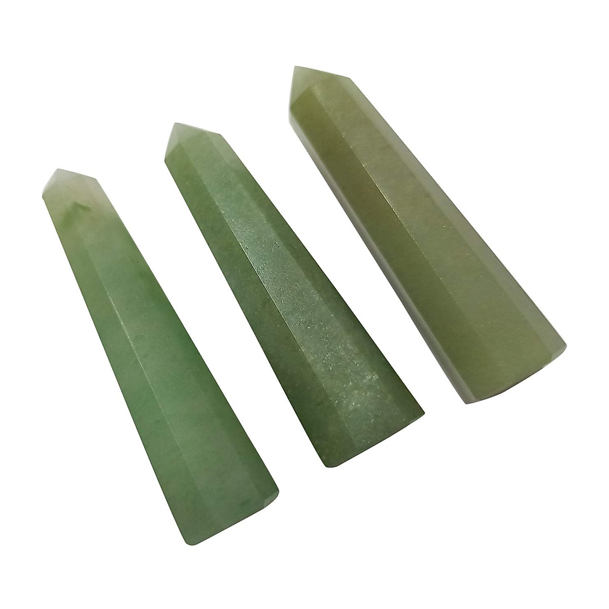 WholesaleGemShop 3 Inch Green Aventurine Gemstones Obelisk Tower Jumbo Facet Aura Rock Crystal Natural Polished Earth Wand Spirit