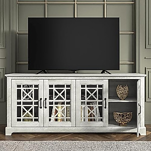 Galano Isadora 75 Inch TV Stand – Smartly Designed Entertainment Center with Spacious Storage - Perfect for Living Rooms - Wide Media Console in Dusty Grey Oak