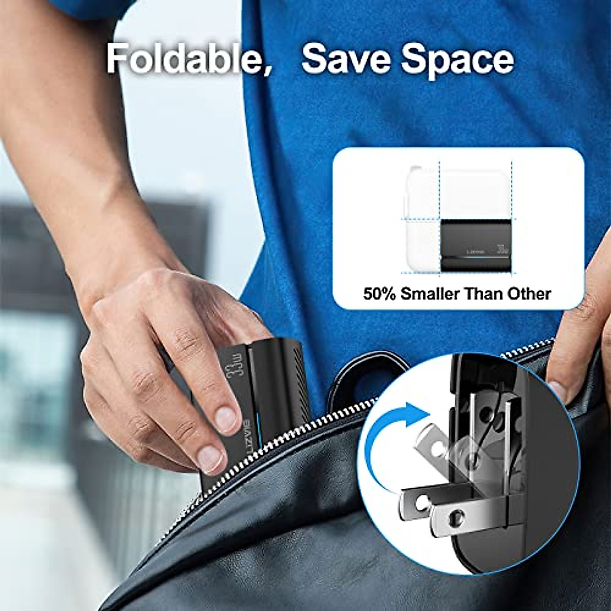 USB-C Wall Charger, GaN 33W Super Fast Charger, PPS Charging, Gallium Nitride Type C Fast Charger (2 High-Speed Cables Included)