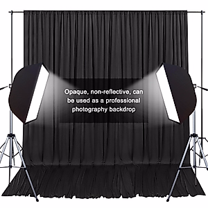 Aimosen 5x10FT 2 Panels Black Backdrop Curtains for Party Wedding Baby Shower Birthday Photoshoot Halloween Decorations, Thick Wrinkle Free Polyester Black Background Drapes with Rod Pockets