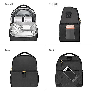 QIUXQIU Breast Milk Storage Cooler Bag with Ice Pack Insulated Lunch Bag for Women and Men Baby Bottle Bag Fits 6 Bottles for Nursing Mom Daycare Double Deck Cooling Bag Work Travel Picnic (Black)