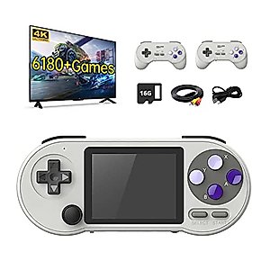 EQUITARE Handheld Game Console, Built in 6000+ Games, 3.0 Inch IPS Screen Retro Handheld Game Console, SF2000 Handheld Console Support 7 Emulators & AV Output, Ideal Gift for Kids Adults