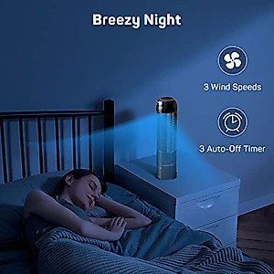 Dr. Prepare Tower Fan, Quiet Cooling Fan, Desk Table Fan with 3 Speeds and Timers, 70° Oscillating Fan, Space-Saving, Portable Small Bladeless Fan for Bedroom Office Home Desktop, 16-Inch