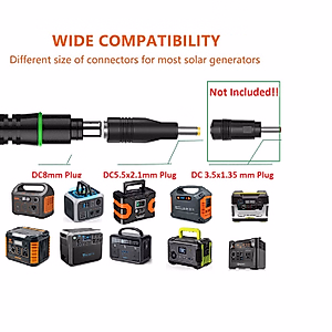 PolyEnergy Solar Connector to 8mmDC Power Plug with DC 5.5x2.1mm Converter Cable 100W 200W Solar Panel Portable Solar Panel for Solar Generator Portable Power Station 12AWG Flexible and Heavy Gauge