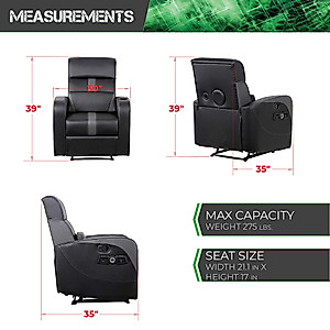 X Rocker Gamma Recliner Gaming Chair, 2.1 Bluetooth Audio System, Headrest Mounted Speakers, Built-in Footrest and Cupholder, 718001, 34.84" x 39.37" x 30.31", Black