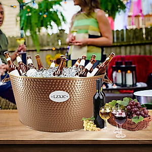 9 Gallons Gold Large Ice Bucket,Ice Bucket for Cocktail Bar,Ice Buckets for Parties,Galvanized Tub,Large Beverage Tub for Home Kitchen Outdoor