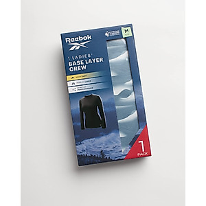 Reebok Women's Performance Thermal Shirt - Athletic Base Layer Long Sleeve Shirt (S-XL), Size X-Large, Ashley Blue Print