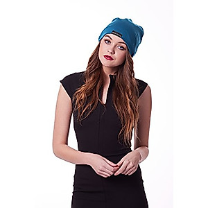 Grace Eleyae GE Women's Satin Lined Sleep Cap Slap Silky Beanie Soft Smooth & Stylish Hair Care Hat (Fall Teal)