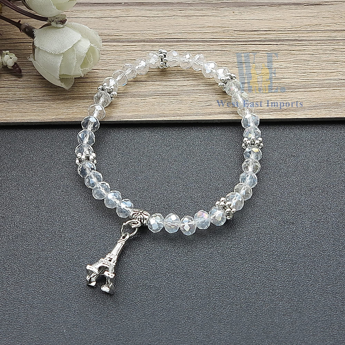 WE 12 Pcs Paris Eiffel Tower Themed Crystal Bracelet Party Favors - Quinceanera/Wedding/Birthday/Baby Shower/Bridal Shower